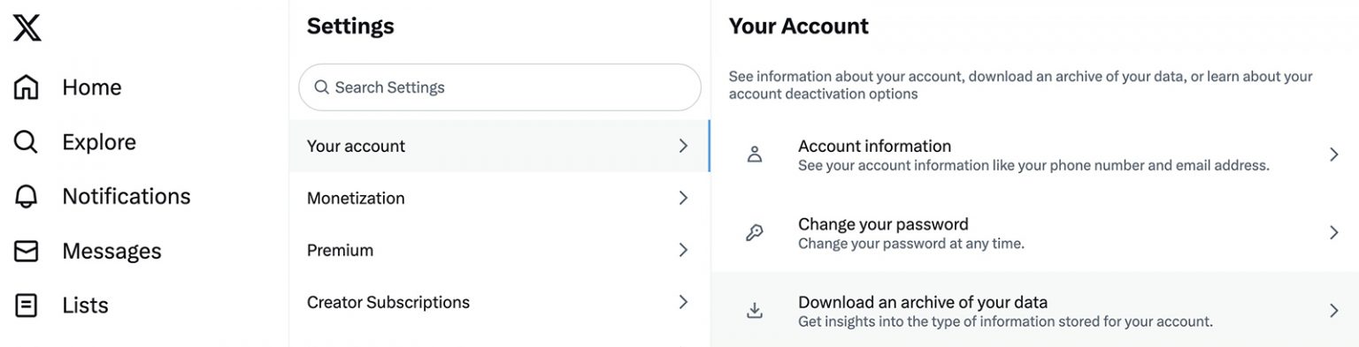 How to download Twitter archive directly from Twitter / X