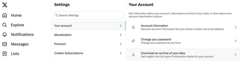 How to download Twitter archive directly from Twitter / X